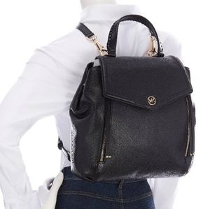 Michael Kors | Bags | Michael Kors Freya Medium Convertible Pebbled Leather Backpack Blk Nwt ...